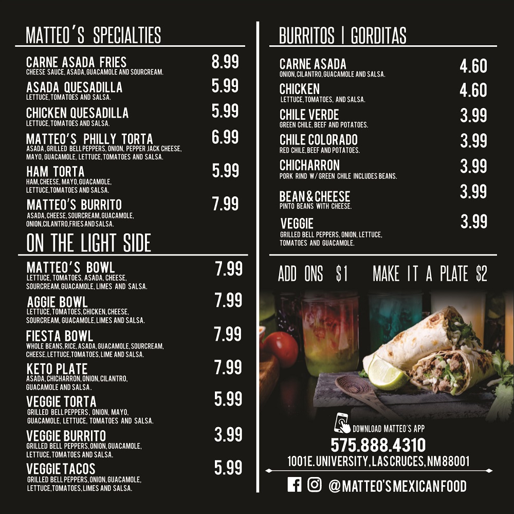 Matteo's Mexican Food Offers Flautas in Las Cruces, NM 88001